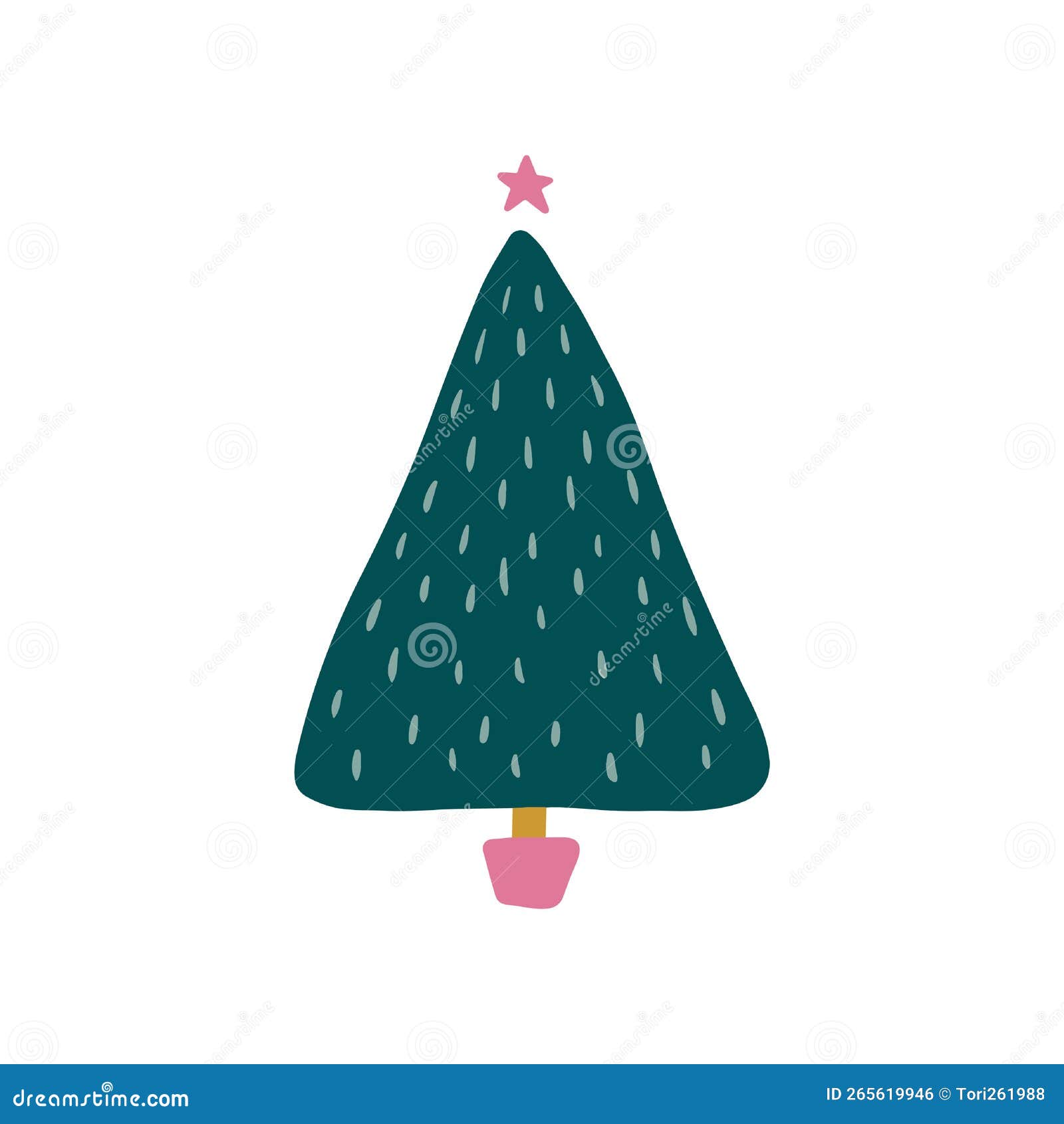 Hand Drawn Christmas Tree. Modern Boho Art. Stock Vector - Illustration ...