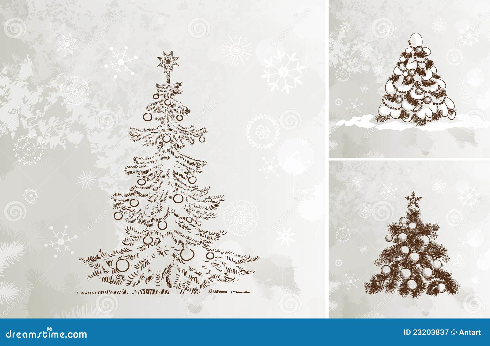 Hand drawn Christmas trees stock vector. Illustration of decorative ...