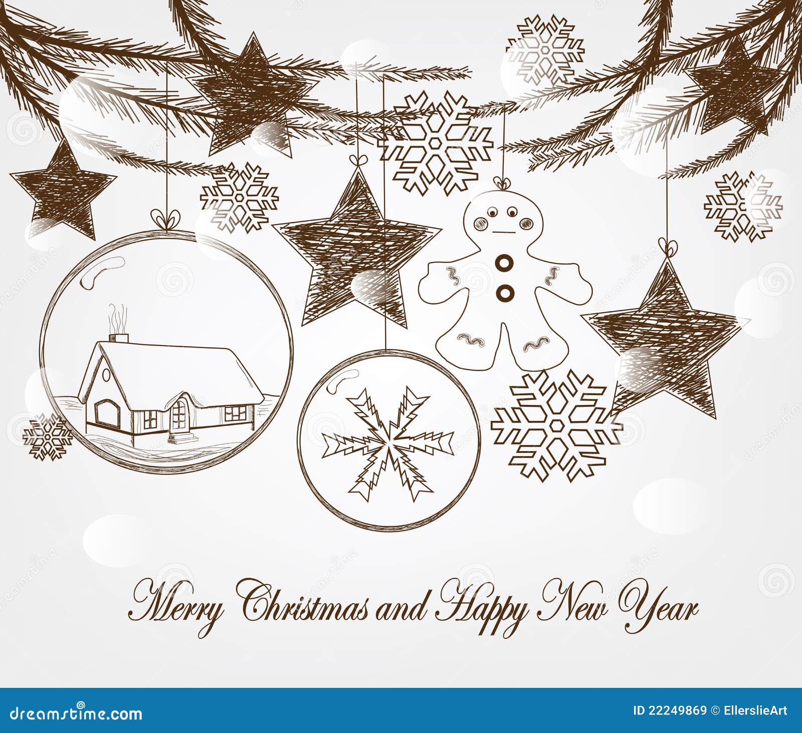Hand Drawn Christmas Vector Stock Vector - Illustration of pencil, card ...