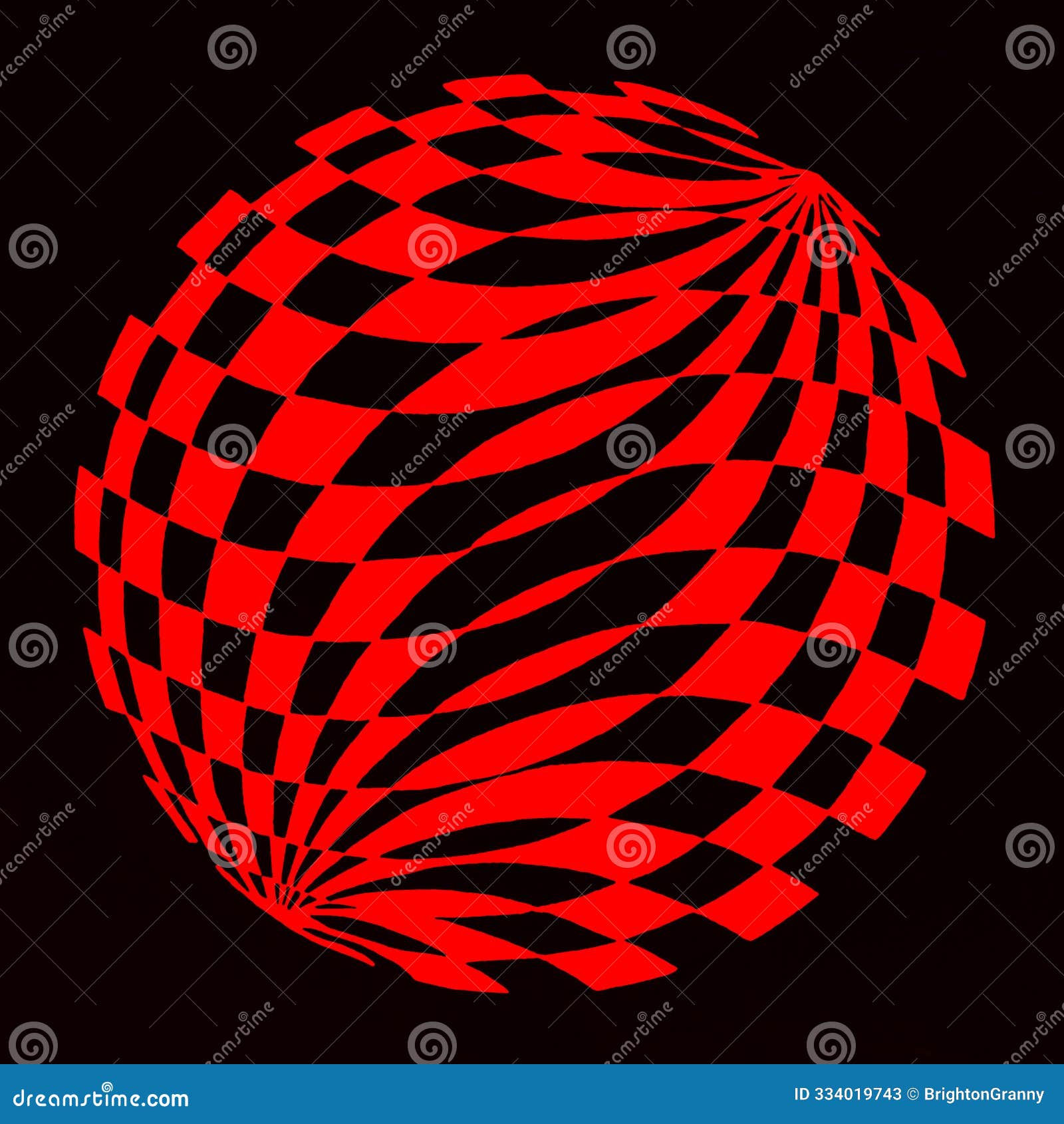 A Black and Red Circle with an Op Art Pattern on it. Stock Illustration ...