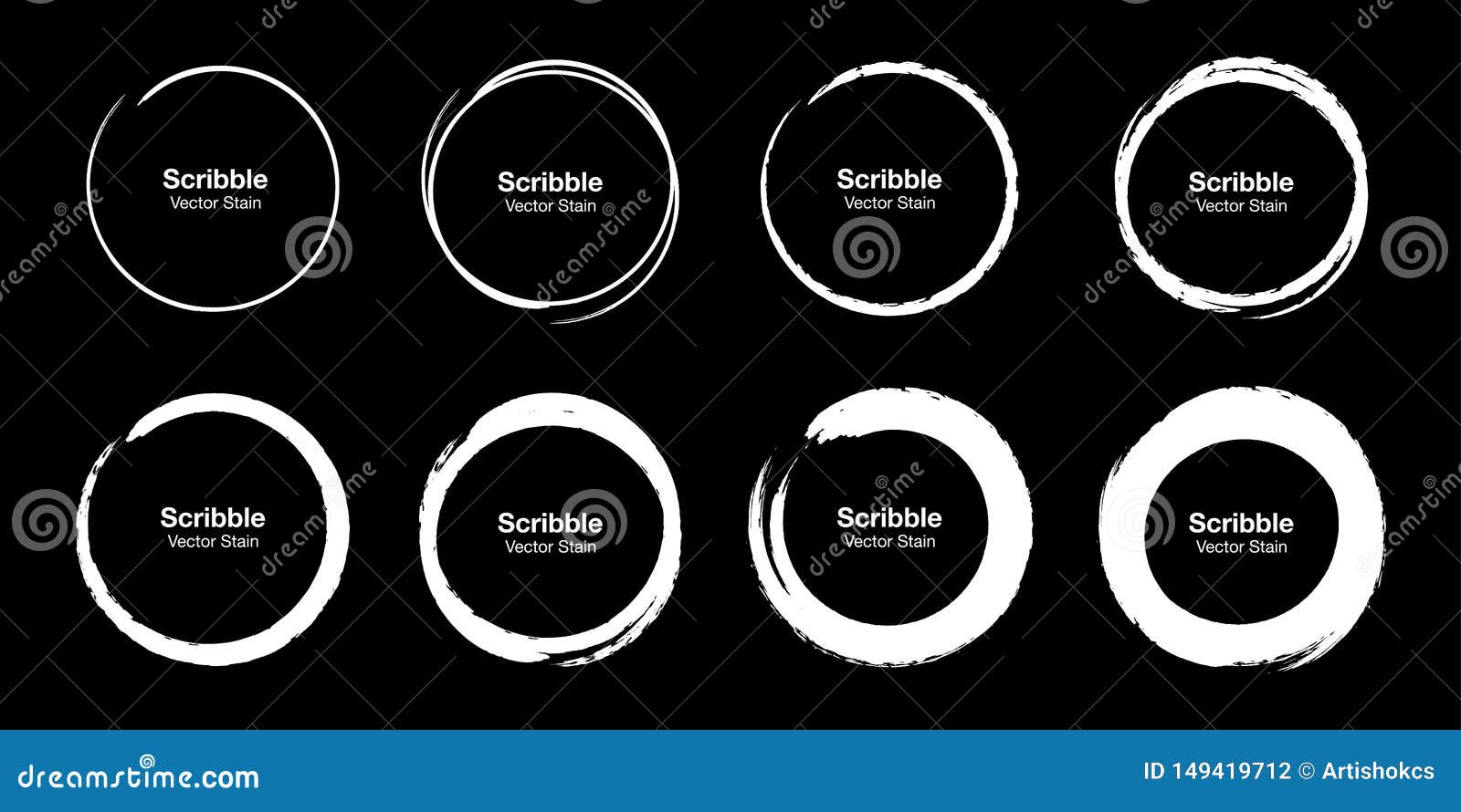 Hand Drawn Circle Brush Sketch Set. Grunge Doodle Scribble Round ...