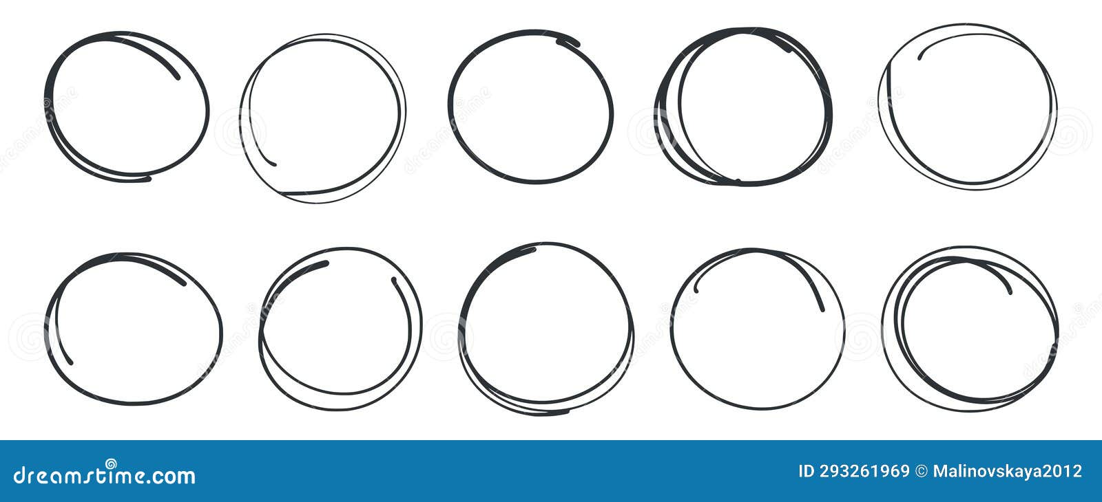 Hand Drawn Circle Doodle Set Stock Illustration - Illustration of ...