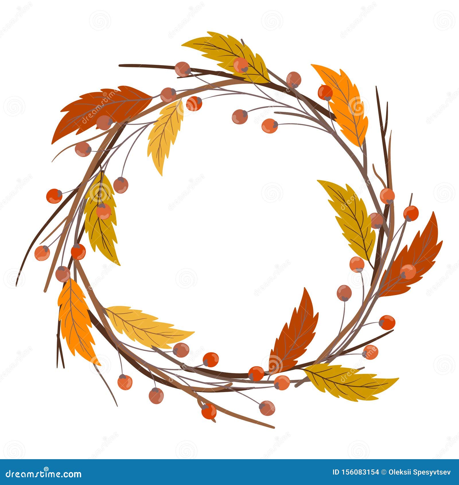 Hand Drawn Circle Frame of Autumn Branches. Stock Vector - Illustration ...