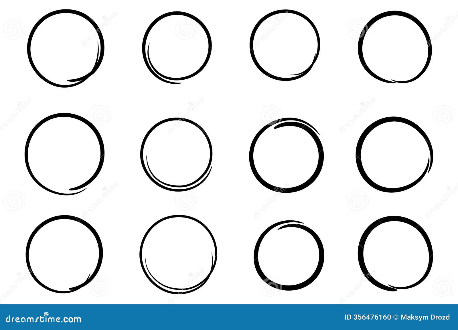Hand Drawn Circle Frame, Scribble Circles Set. Doodle Ink Sketch Round ...