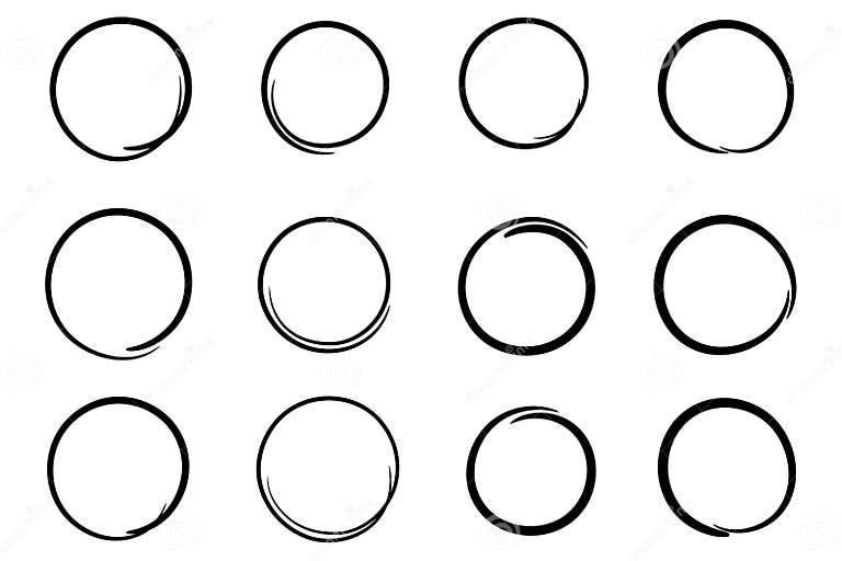 Hand Drawn Circle Frame, Scribble Circles Set. Doodle Ink Sketch Round ...