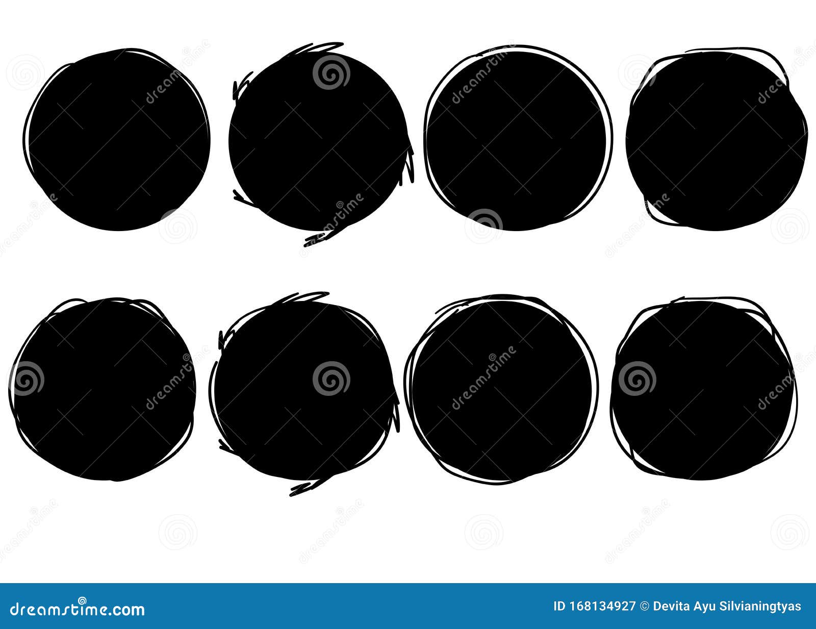 Hand Drawn Circle Frame with Scribble Round Lines Doodle Stock Vector ...