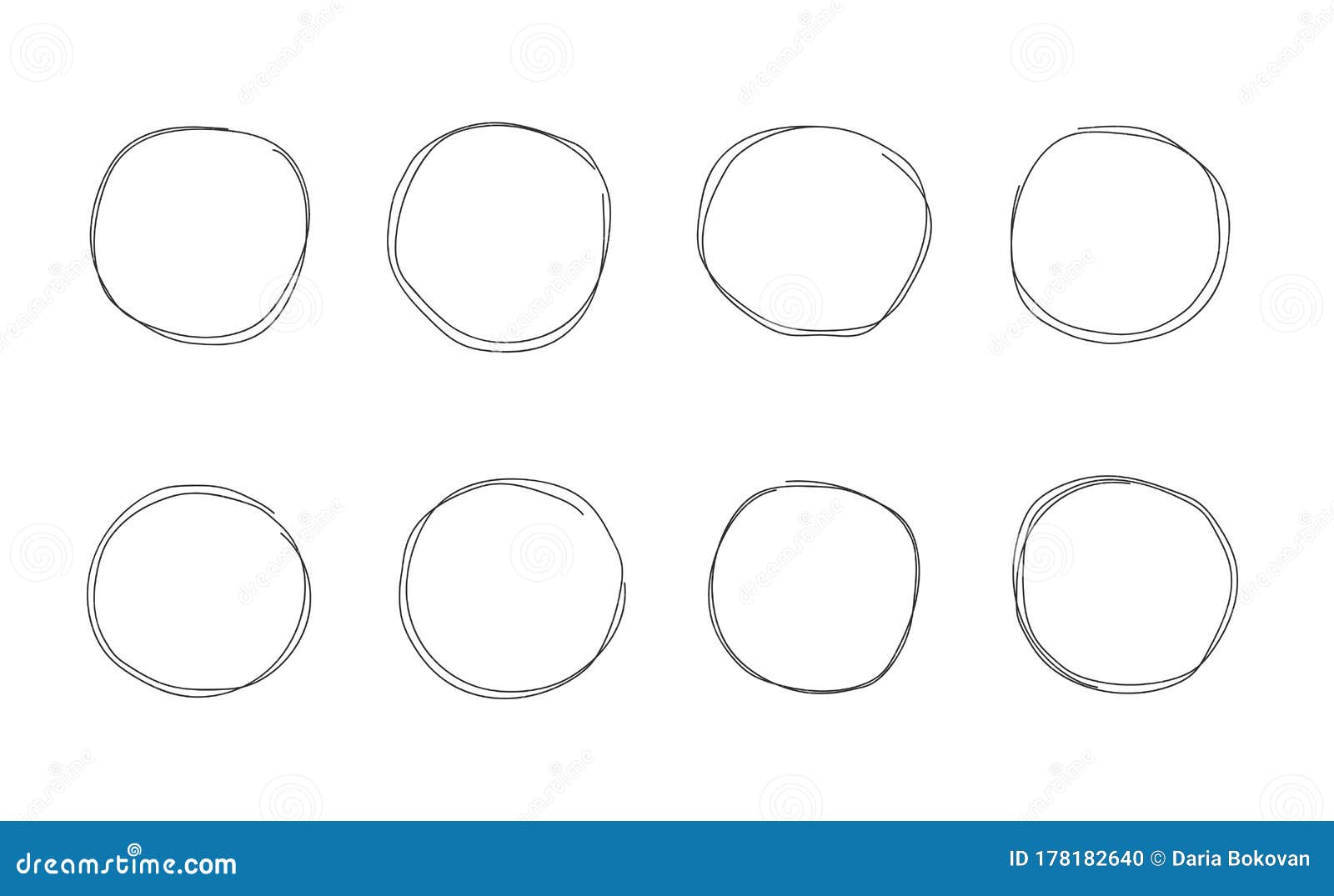 Hand Drawn Circle Frame Set Stock Illustration - Illustration of scrawl ...