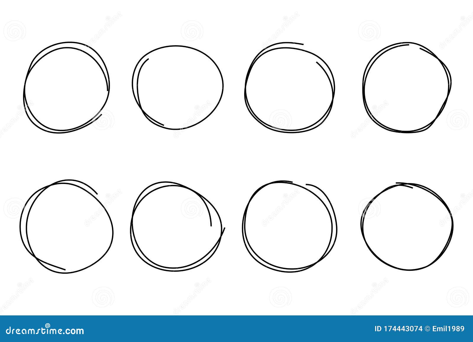Hand Drawn Circle Frame Set Stock Illustration - Illustration of frame ...