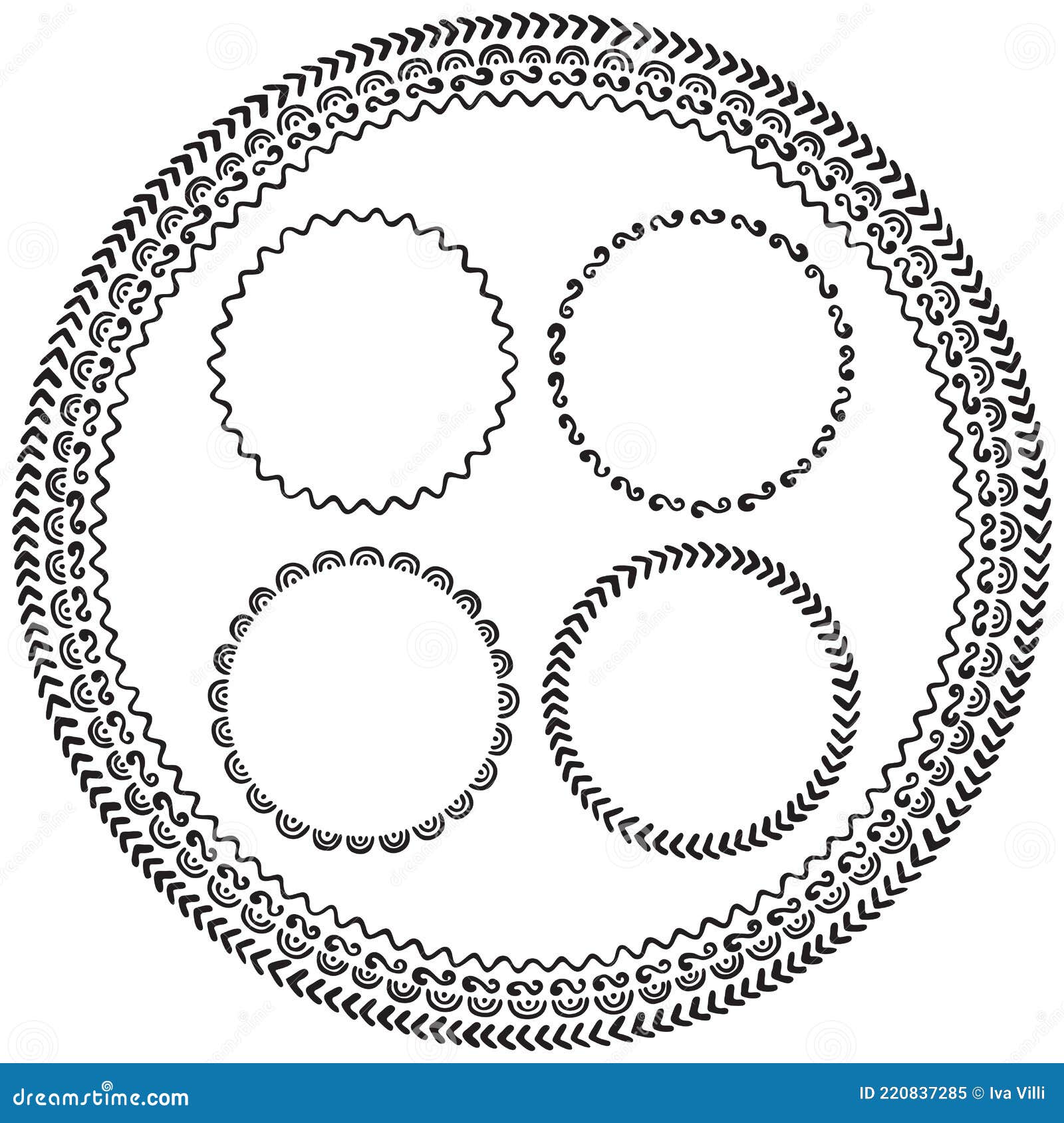 Hand-drawn circle frames stock vector. Illustration of black - 220837285