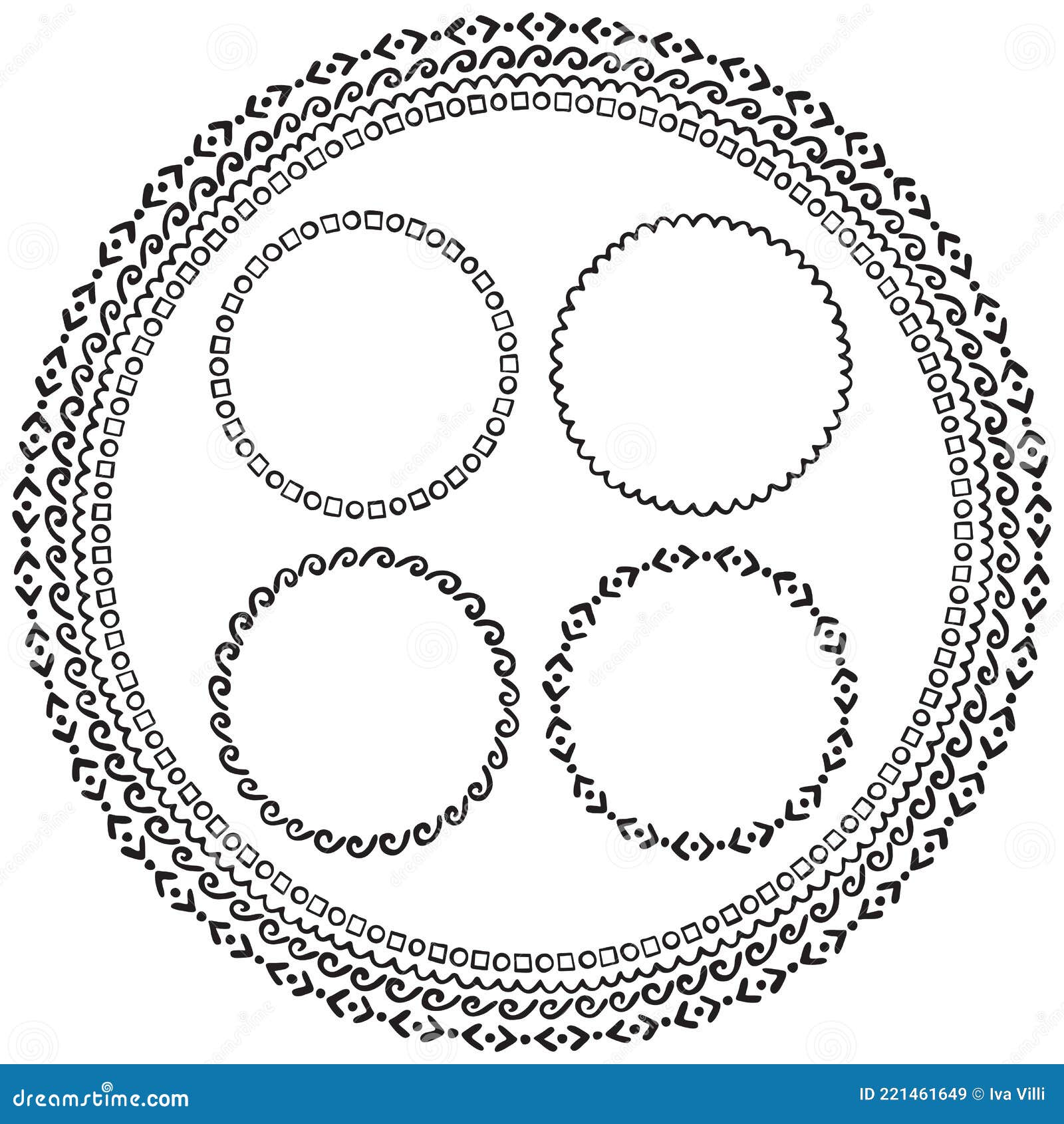 Hand-drawn circle frames stock vector. Illustration of graphic - 221461649