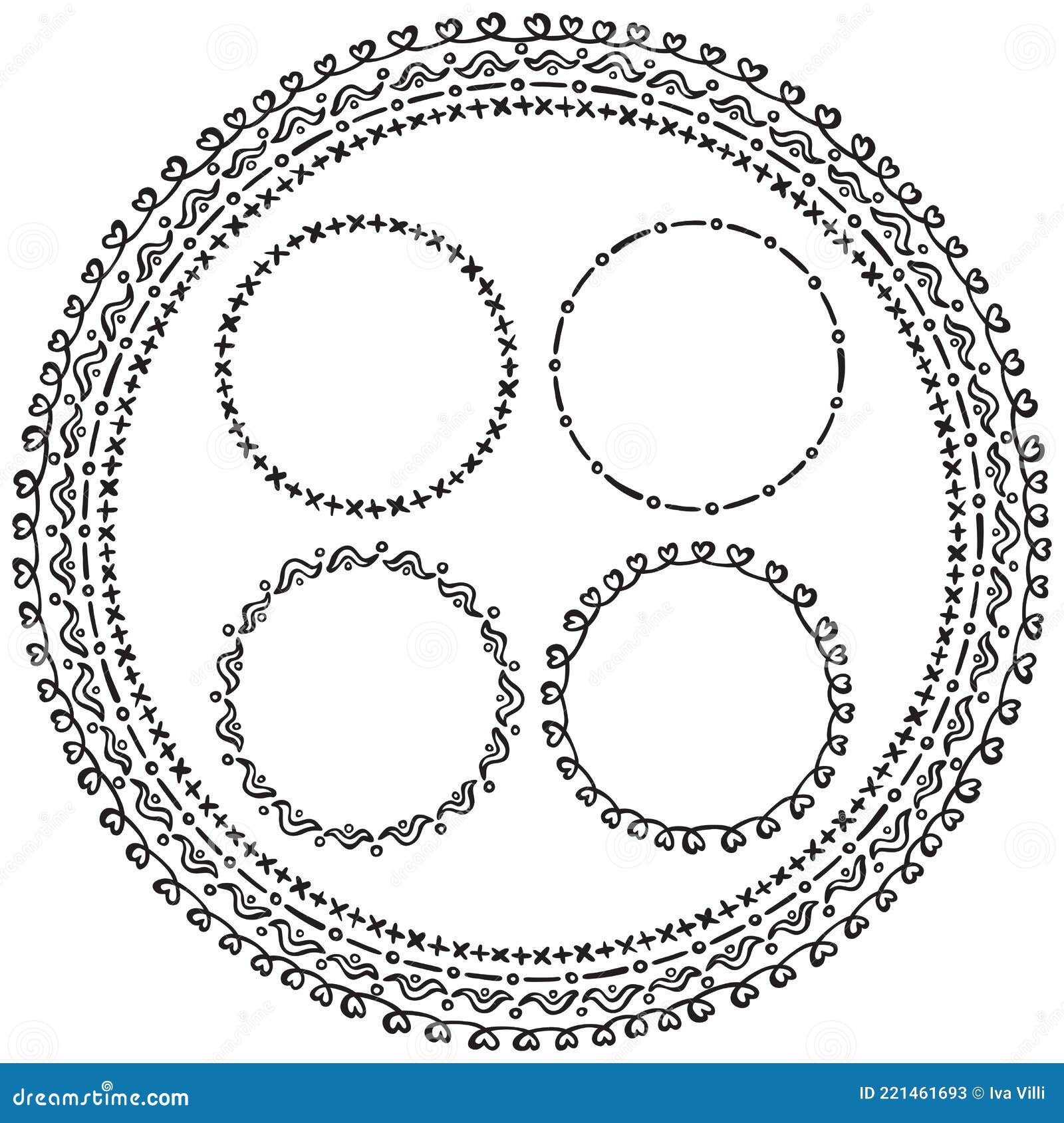 Hand-drawn circle frames stock vector. Illustration of drawn - 221461693