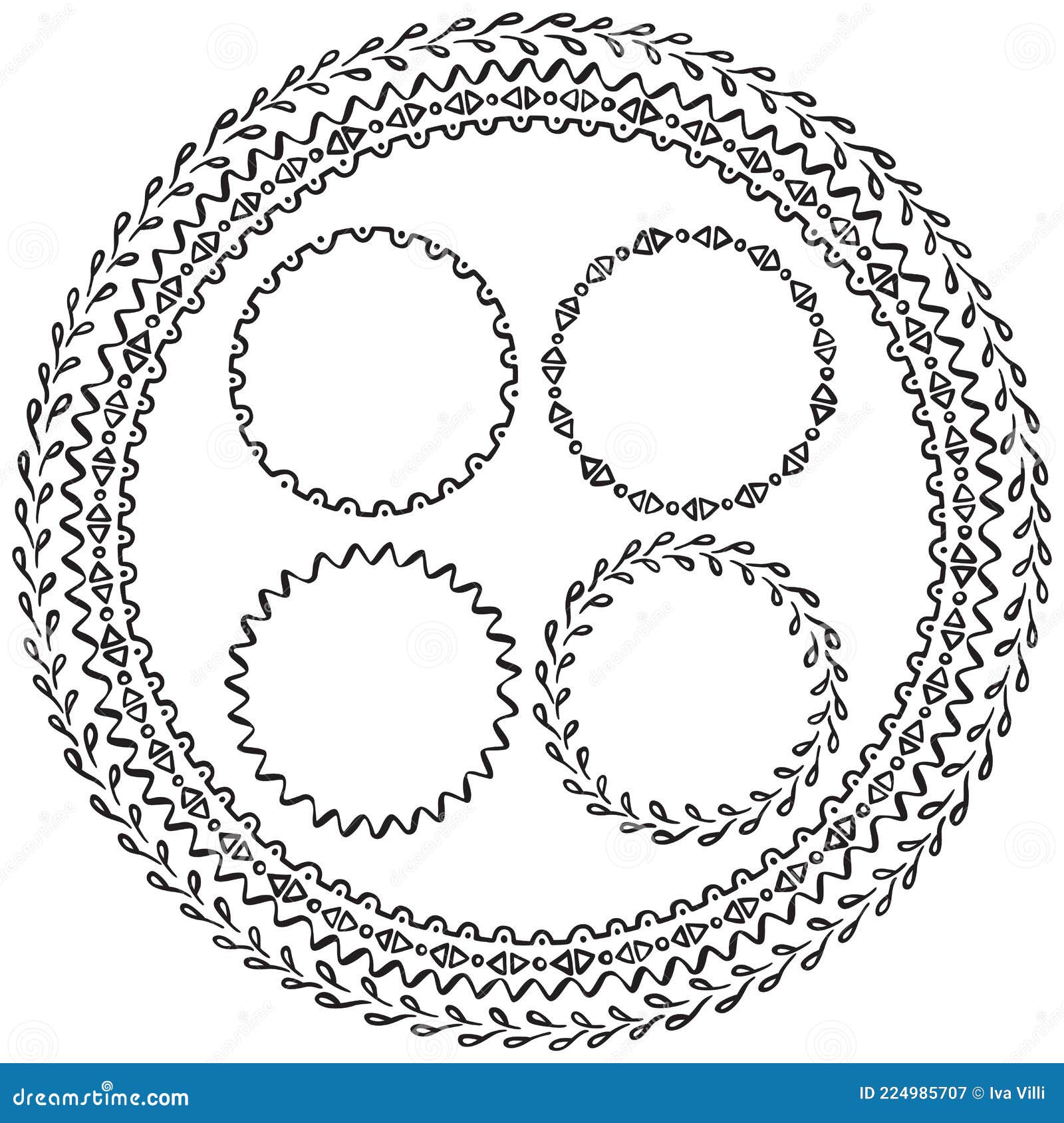 Hand-drawn circle frames stock vector. Illustration of wave - 224985707