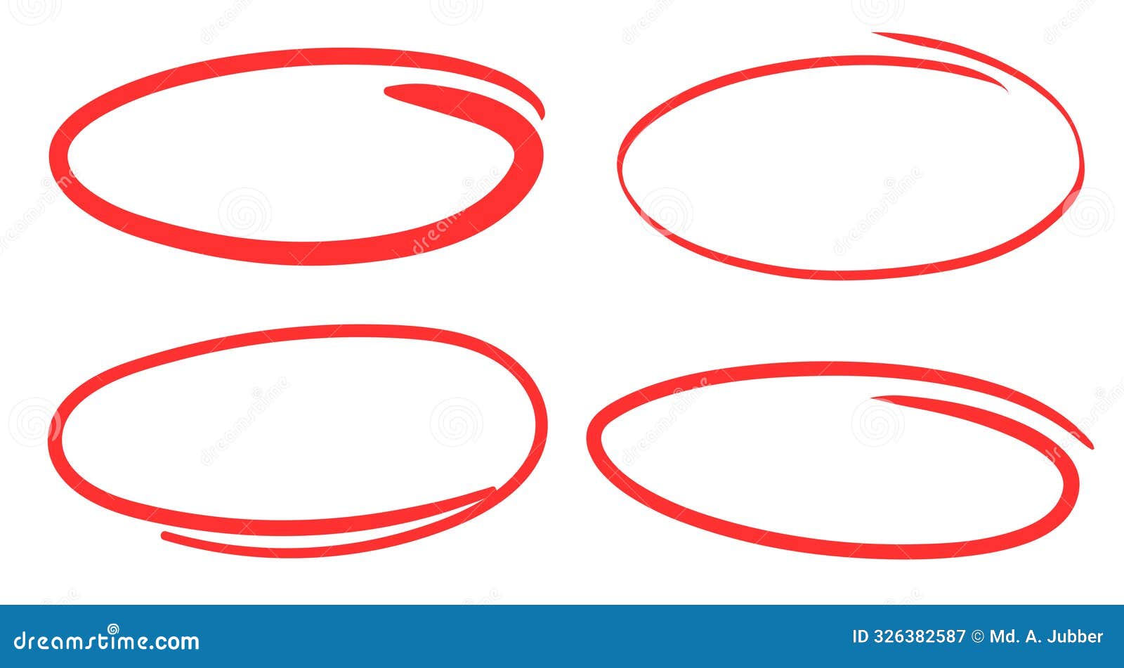 Hand Drawn Circle Highlighter Set. Vector Marker Circular Lines, Doodle ...