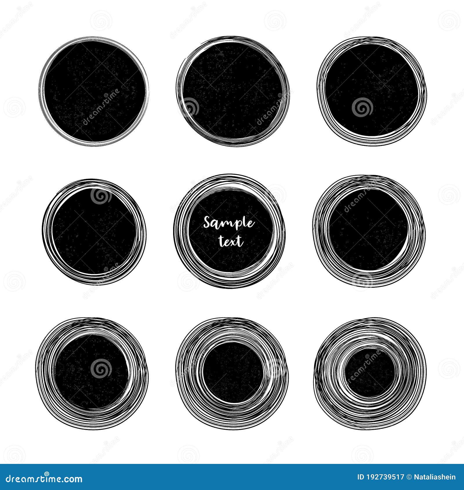 Hand Drawn Circle Line Sketch Set with the Place for Text Stock Vector ...