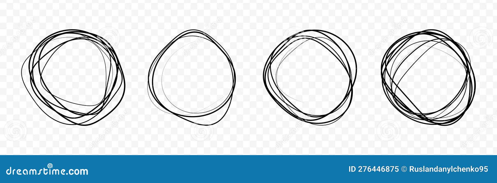 Hand Drawn Circle Line Sketch Set. Round Vector Fields of Writing ...