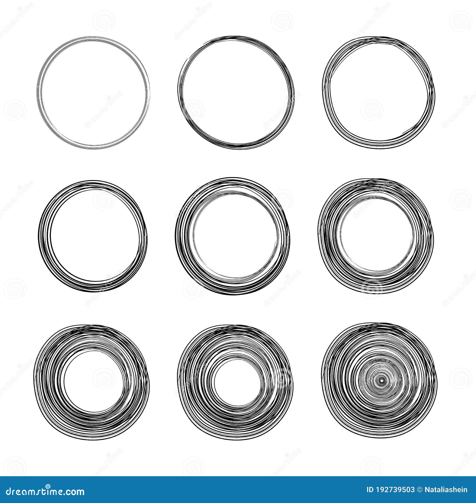 Hand Drawn Circle Line Sketch Set. Vector Circular Scribble Doodle ...