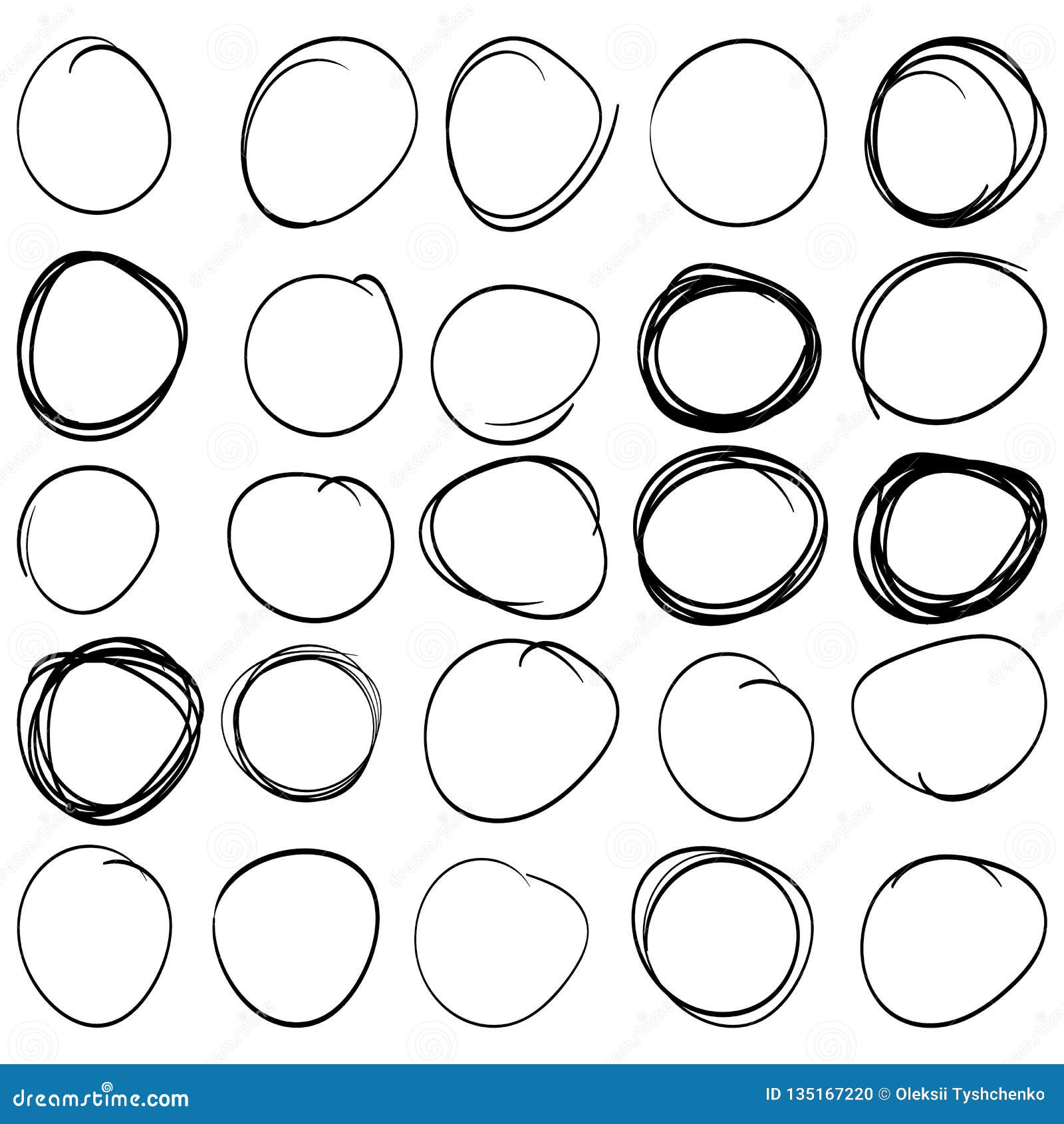 Hand Drawn Circle Line Sketch Set Stock Vector - Illustration of icon ...