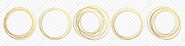 Hand Drawn Golden Circle Line Sketch Set. Vector Circular Gold Scribble ...