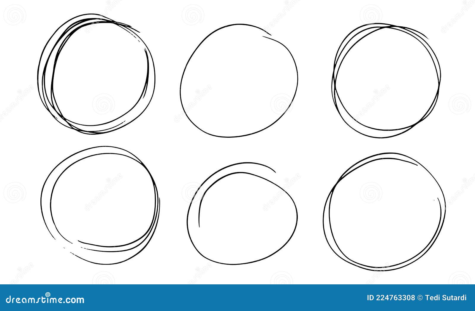 Hand Drawn Circle Outline Sketch Set. Circular Scribble Vector Circle ...