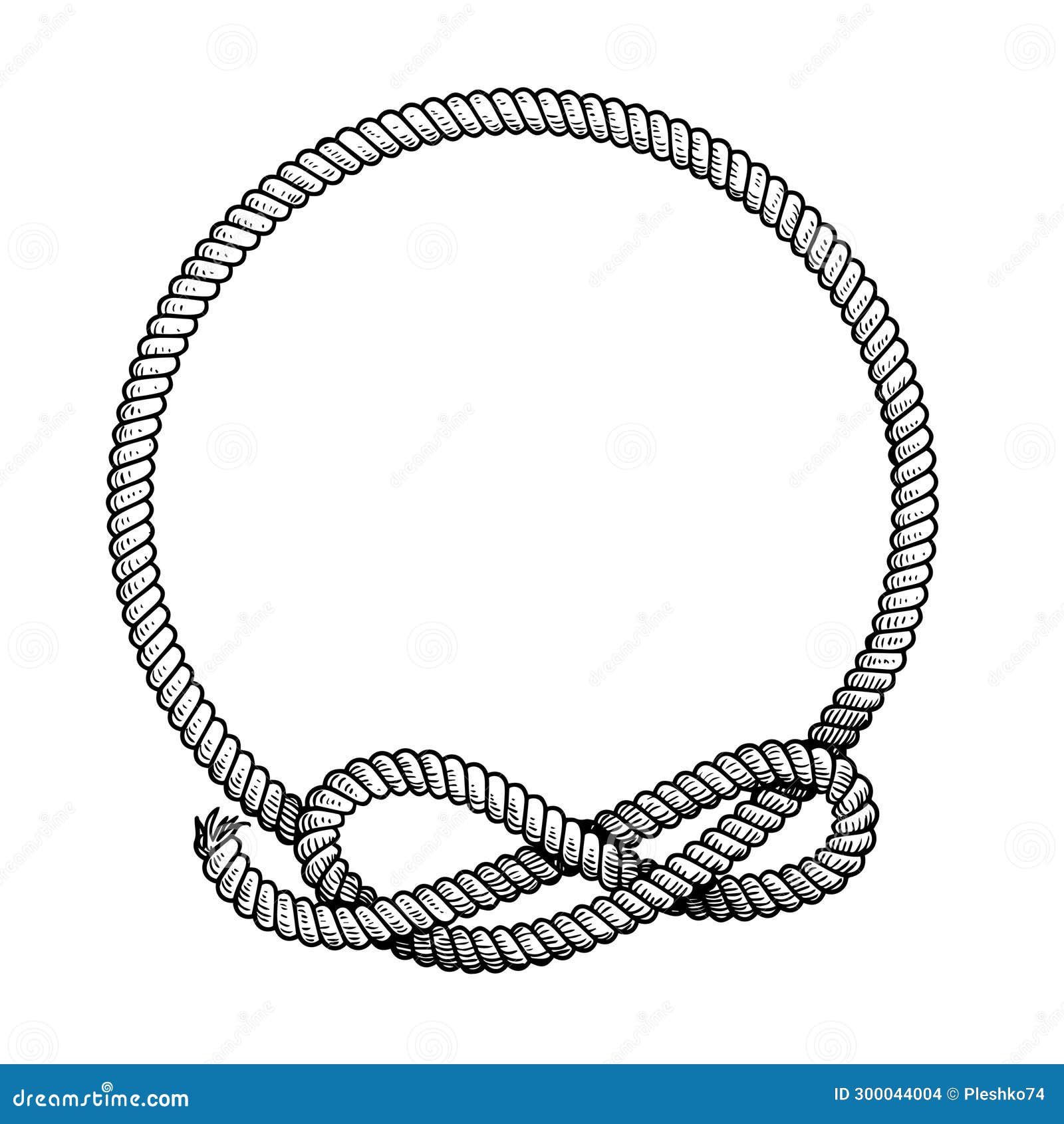 Hand Drawn Circle Rope Frame with Free Style Node. Sketch Nautical ...