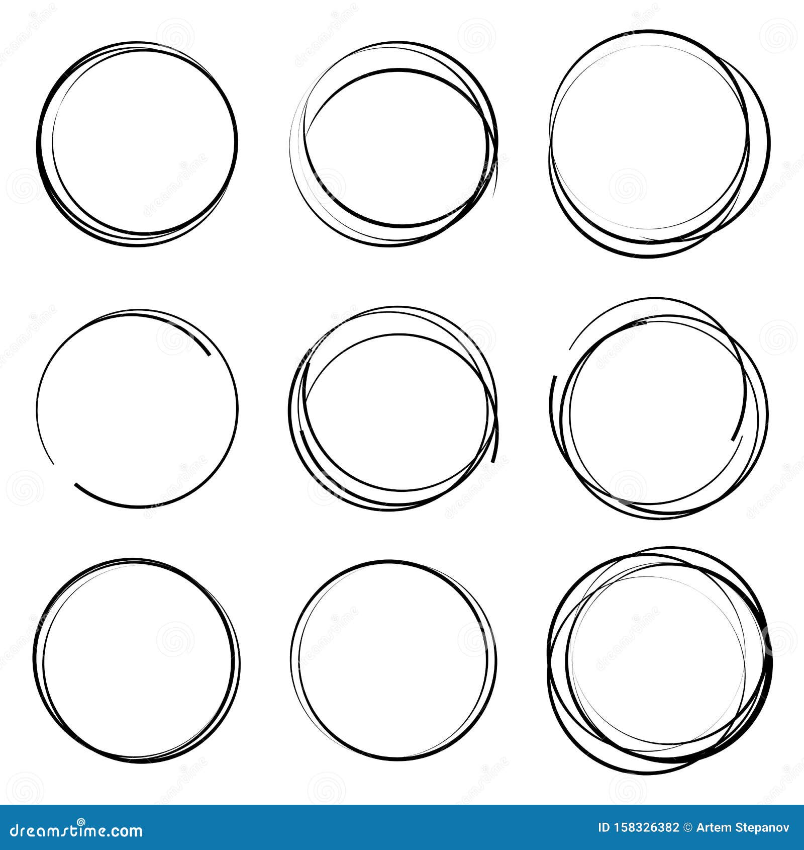 Hand Drawn Circle or Scribble Circles Collection Stock Vector ...