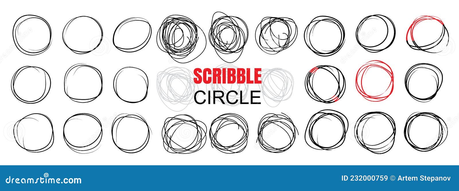 Hand Drawn Circle or Scribble Circles Collection Stock Vector ...
