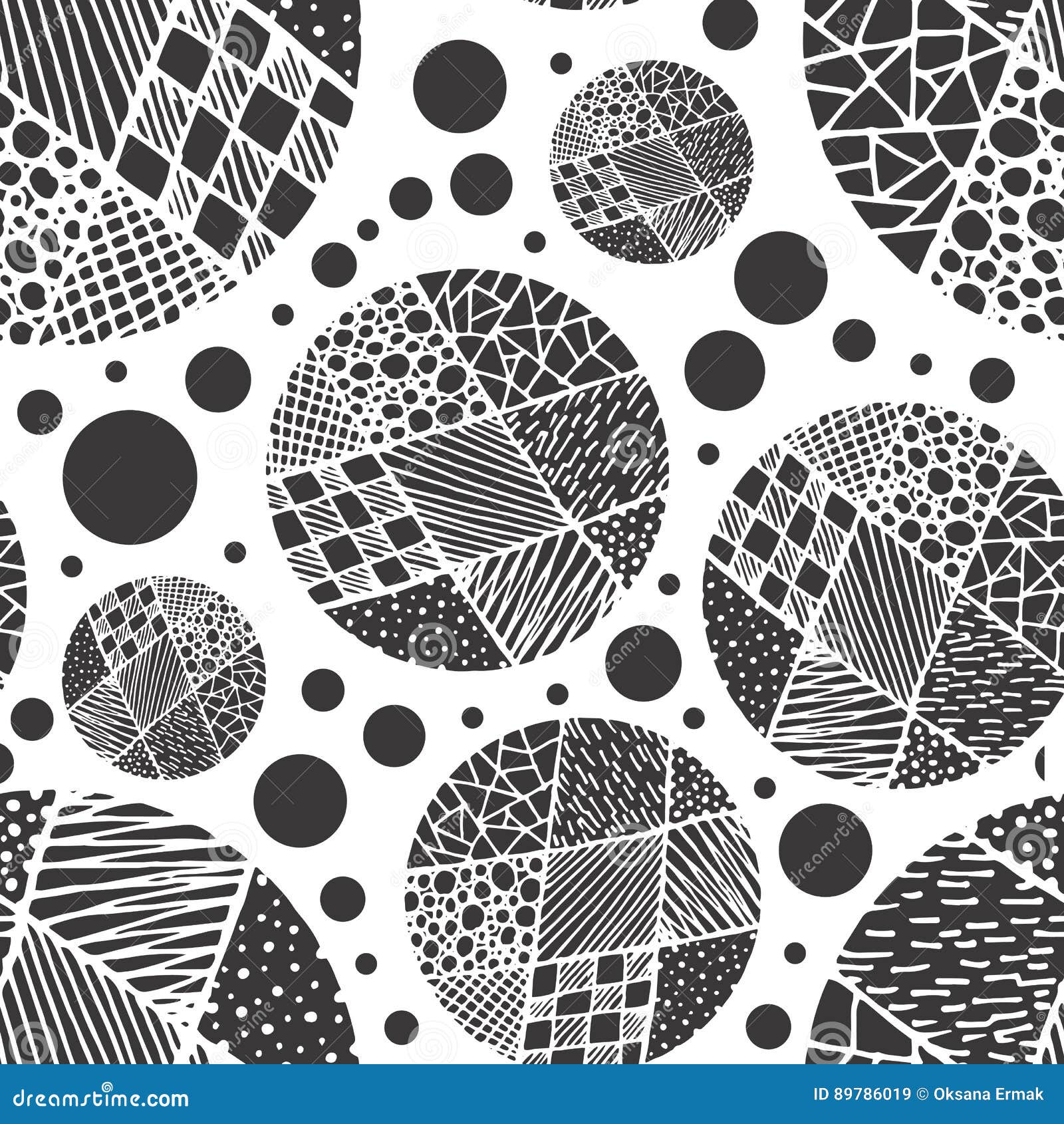 Hand Drawn Circle Seamless Pattern Stock Vector - Illustration of ...