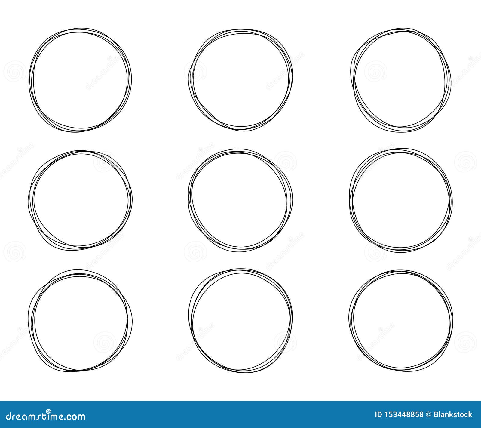 Hand Drawn Circle. Set of Sketch Elements. Vector Stock Vector ...
