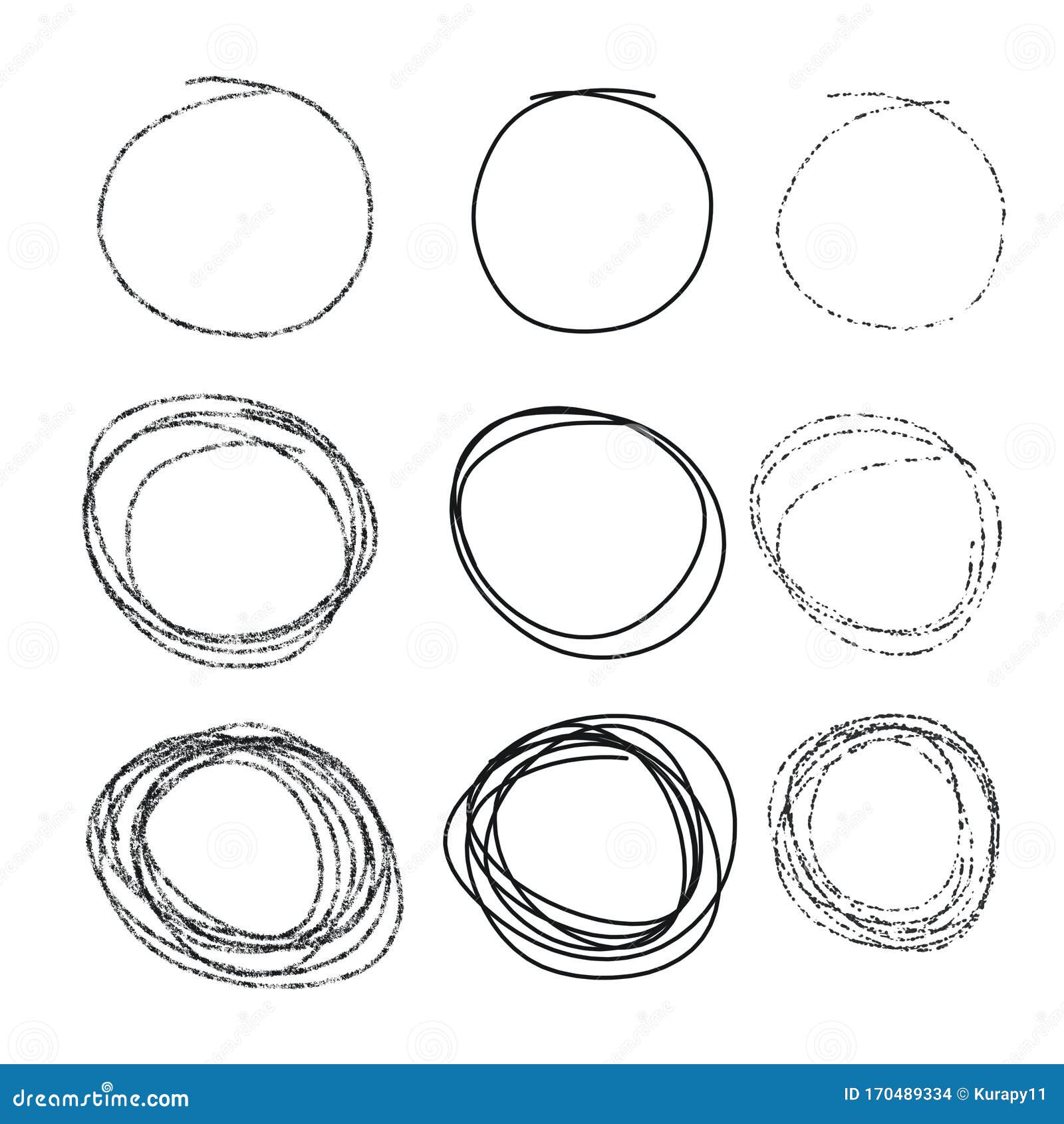 Hand Drawn Circle Sketch Frame Set. Elements for Concept Design Stock ...
