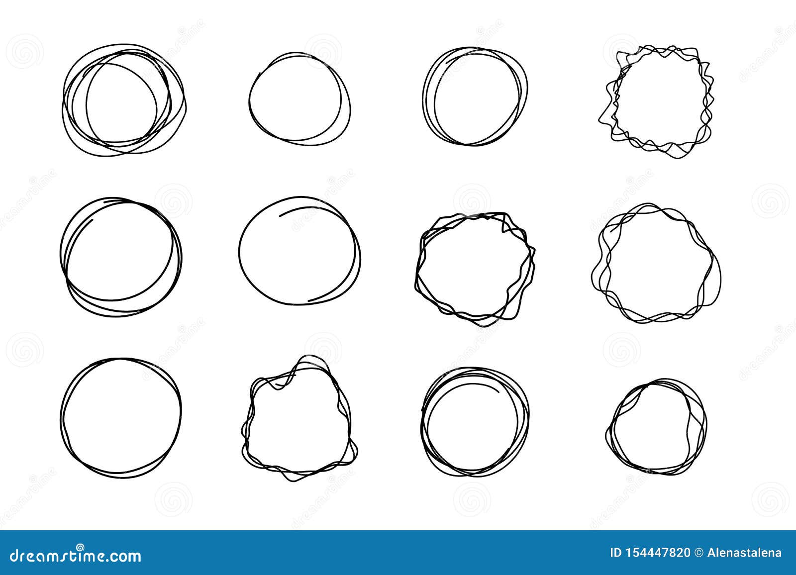 Hand Drawn Circle Sketch Symbol. Vector Scribble Set Stock Vector ...