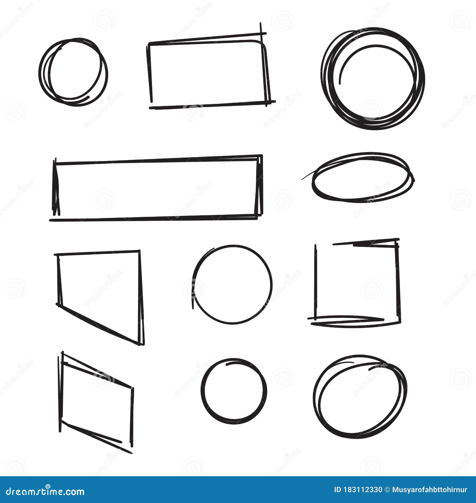 Doodle Circle Illustration With Handddrawn Linier Sketch Style Cartoon ...