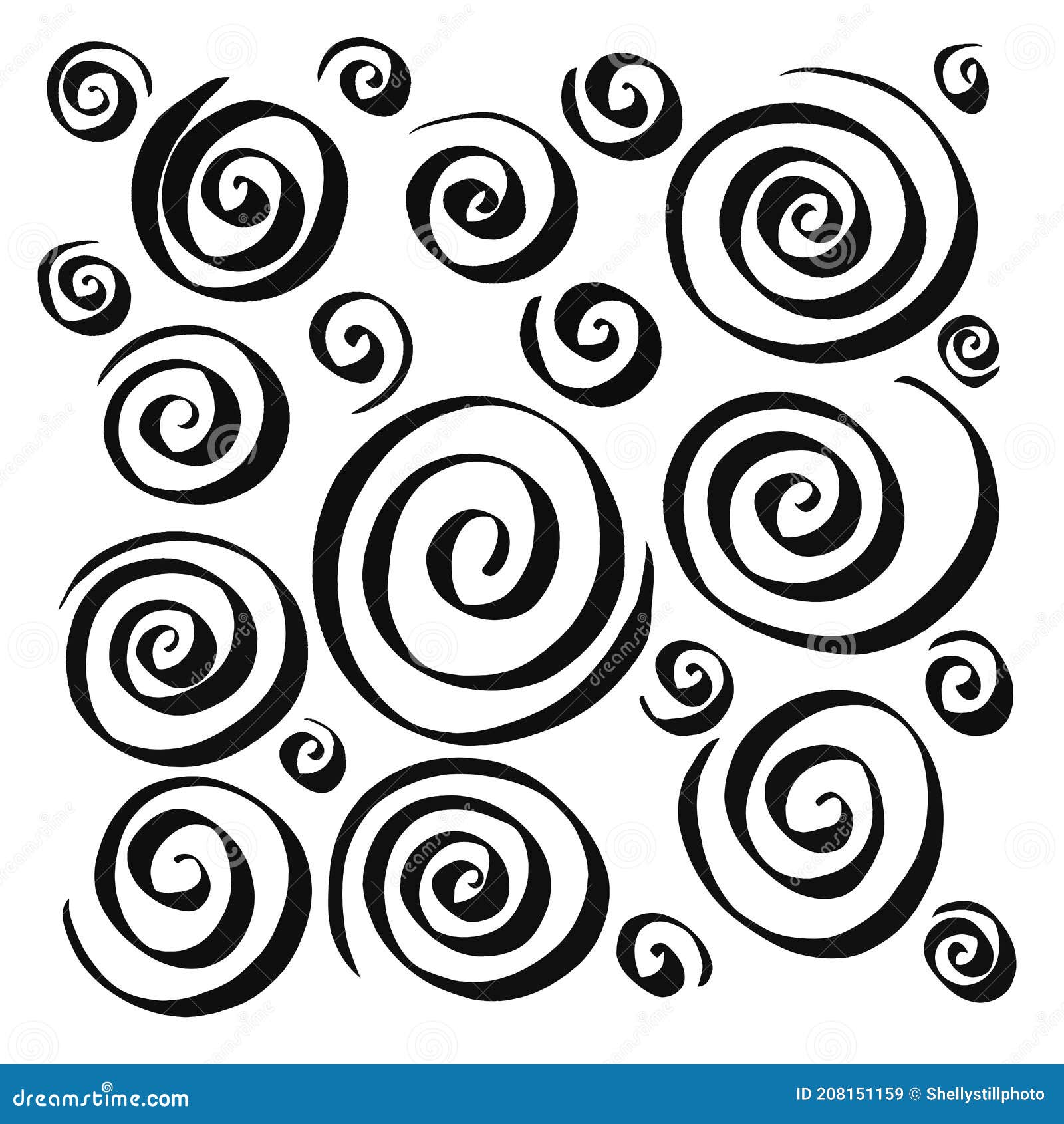 Hand Drawn Circle Swirl Vector Stock Vector - Illustration of elements ...