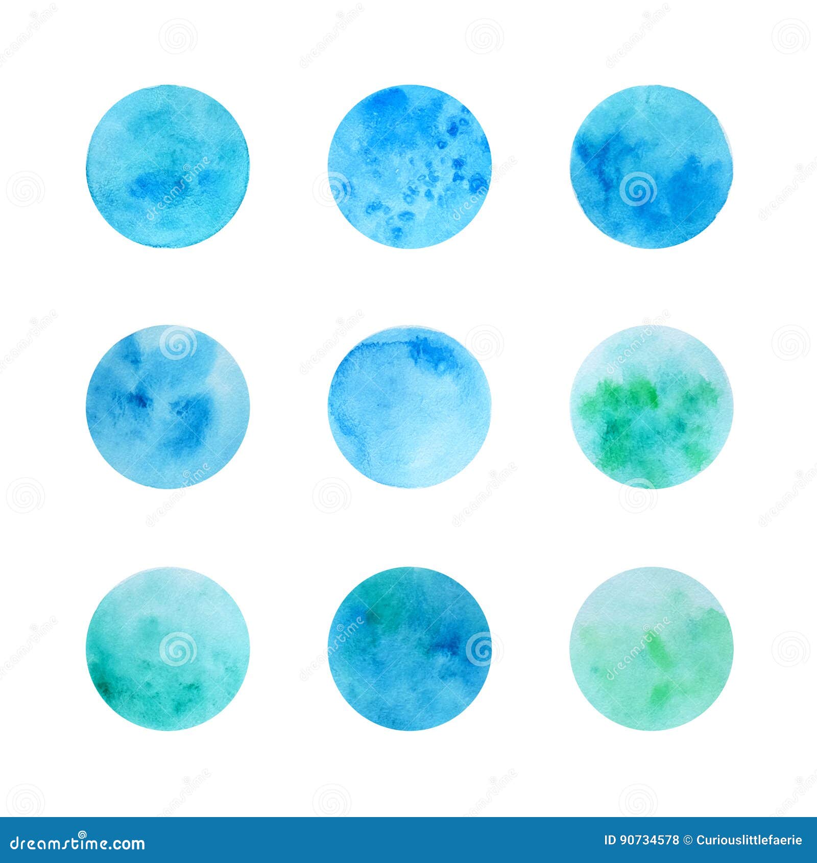 Hand Drawn Circles of Blue and Green Colors O Stock Illustration ...