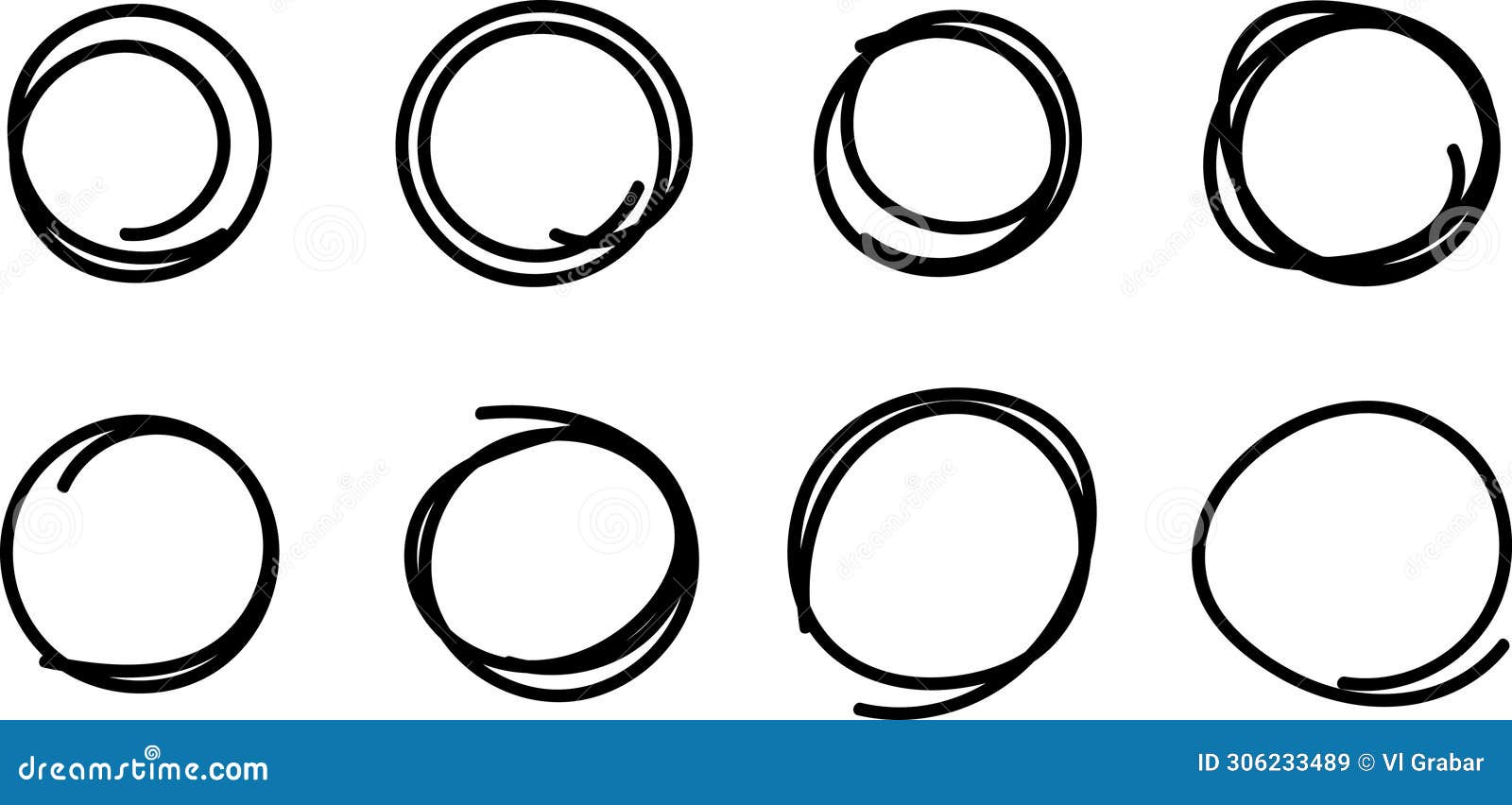 Hand Drawn Circles Line Sketch. Vector Doodle Round Circles. Stock ...