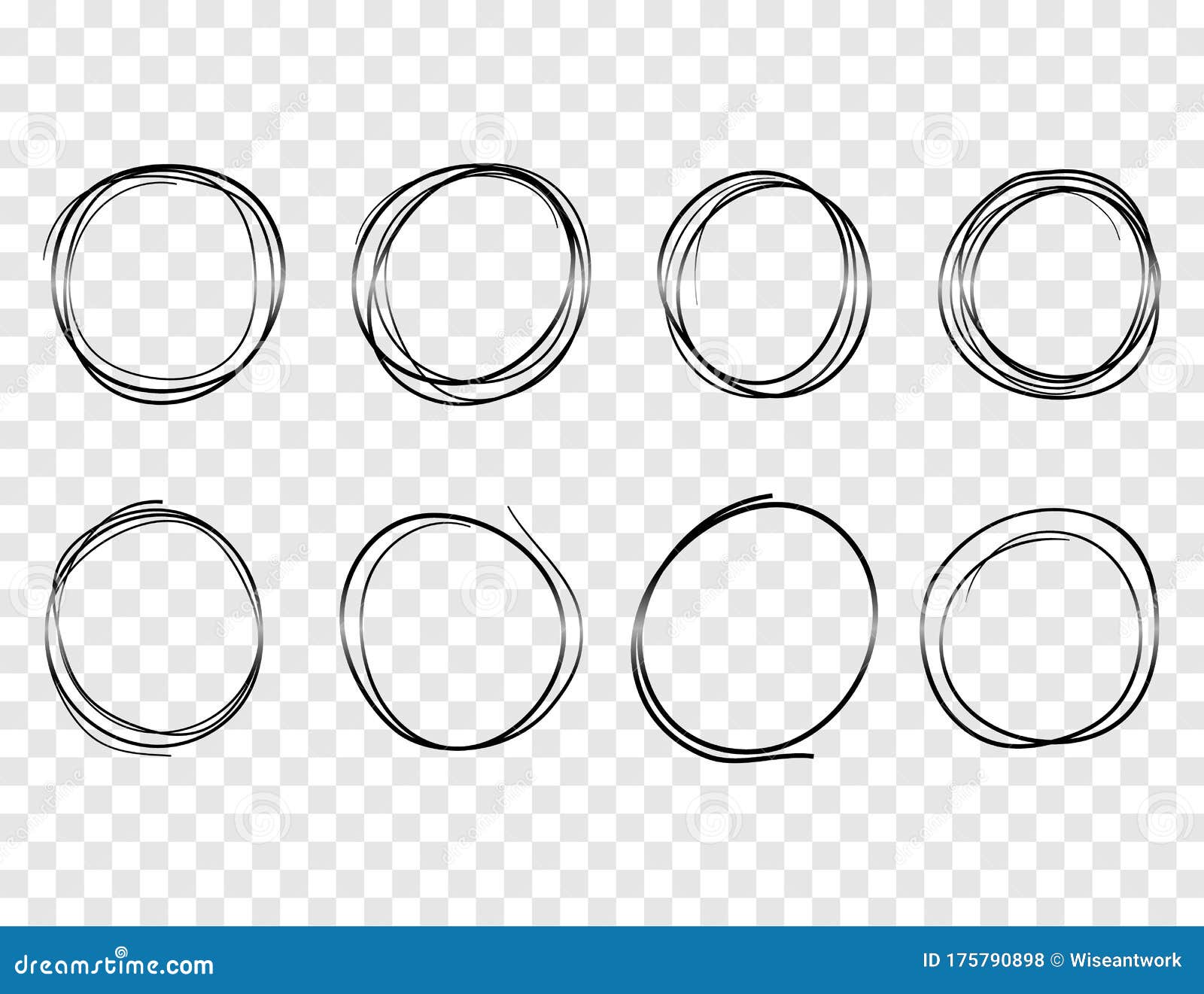 Hand Drawn Circles, Lines. Sketchs Round Scribble Strokes. Doodles ...