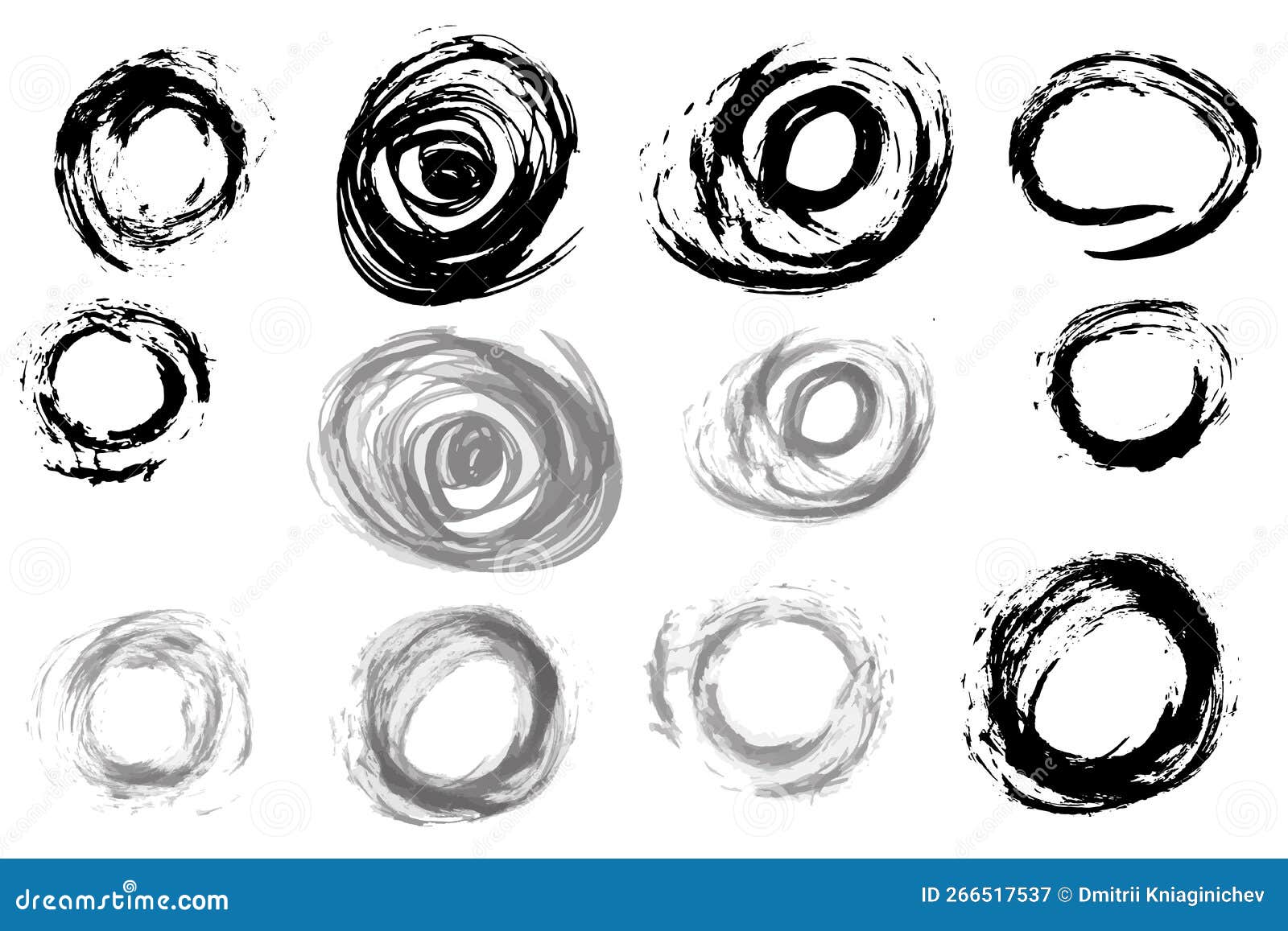Hand-drawn Circles. Monochrome Vector Rings. Isolated Design Elements ...