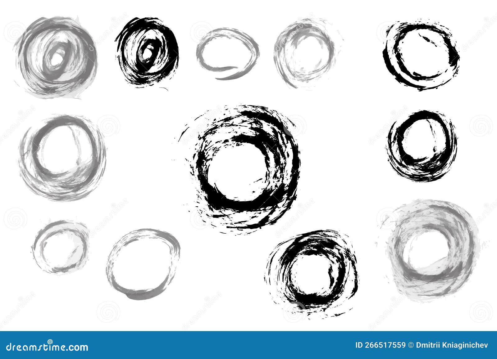 Hand-drawn Circles. Monochrome Vector Rings. Isolated Design Elements ...
