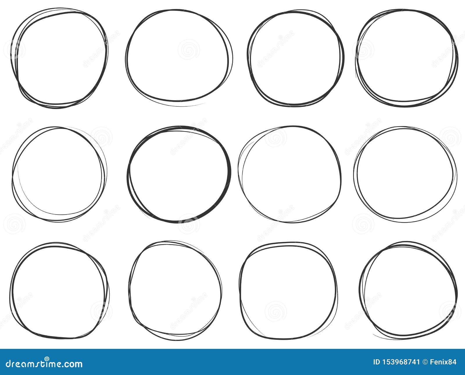 Hand Drawn Circles Set. Rough Frame Elements Isolated on White ...