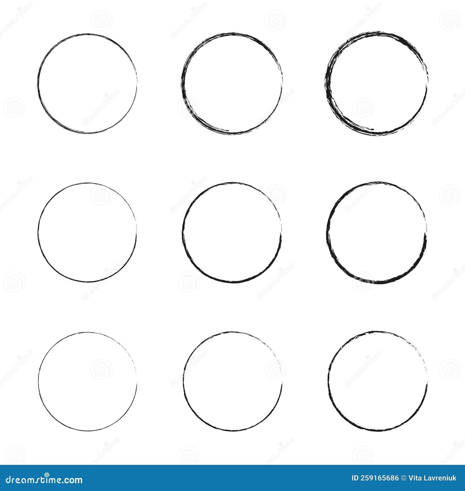 Hand Drawn Circles Sketch Frame Set. Sketch Hand Drawn. Simple Hand ...