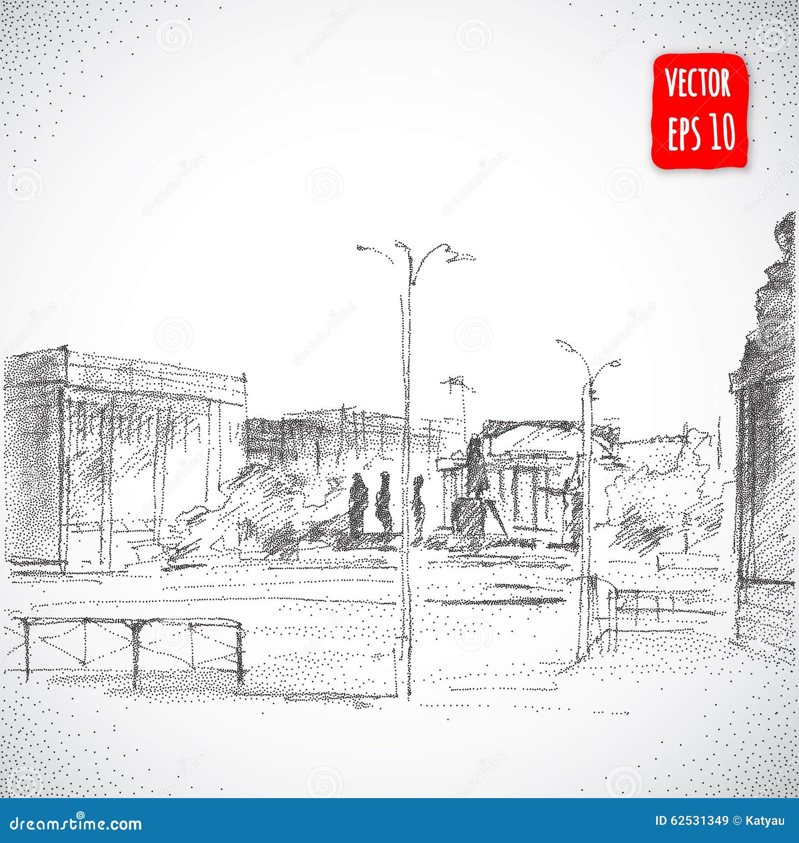 Hand drawn City Street stock vector. Illustration of abstract - 62531349