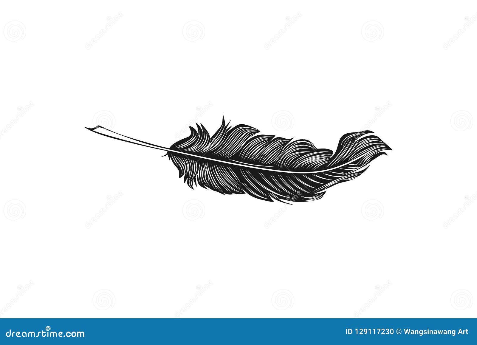 Hand Drawn Classic Feather Logo Design Inspiration Isolated on White ...