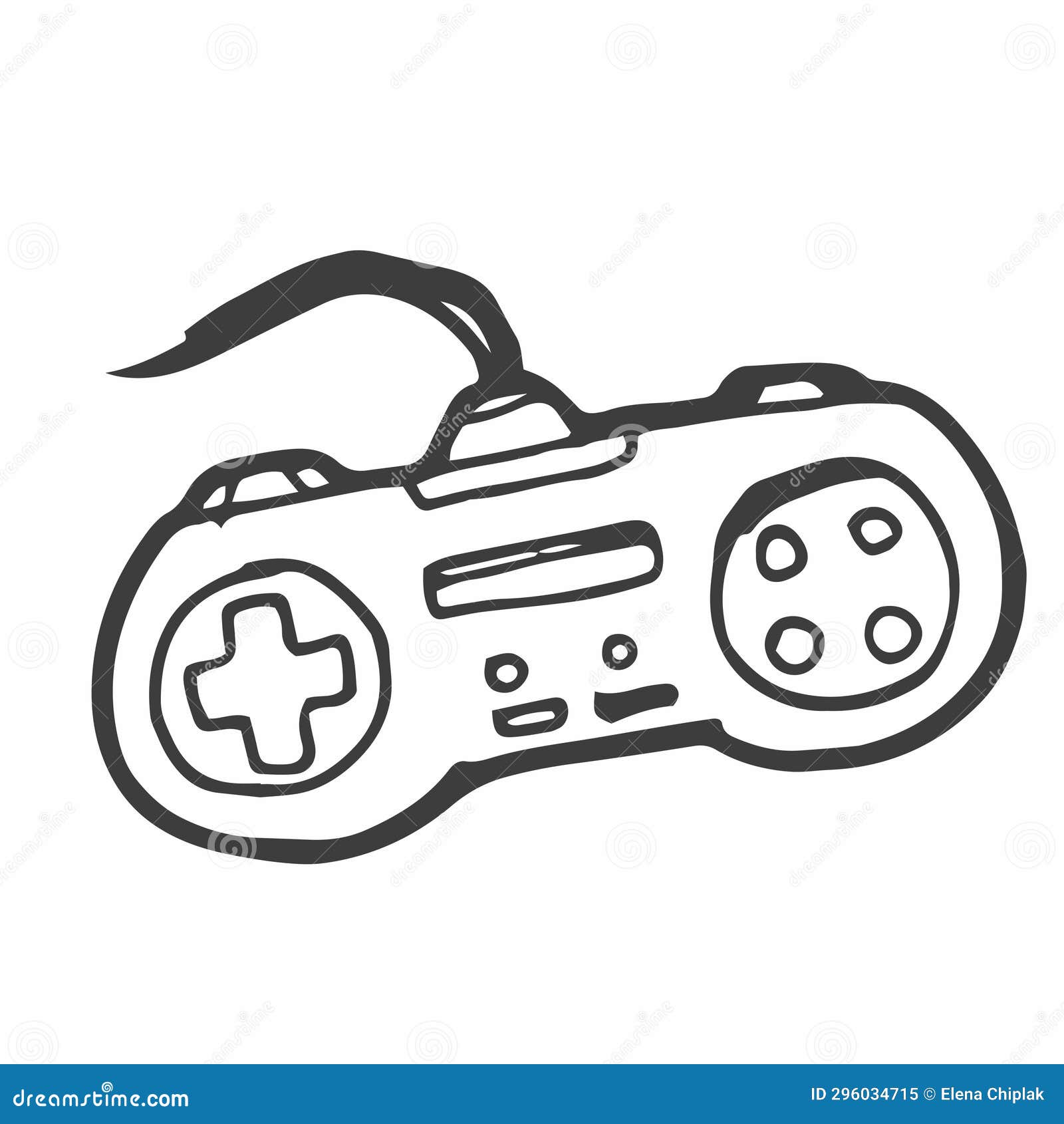 Hand Drawn Classic Game Controler. Joystick Doodle Stock Vector ...