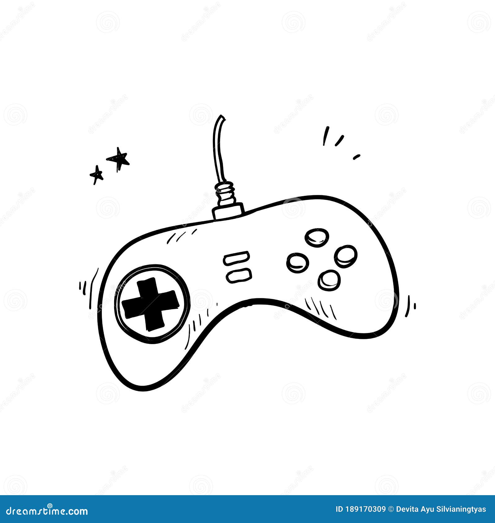 Hand Drawn Classic Game Controller. Joystick Doodle Stock Vector ...