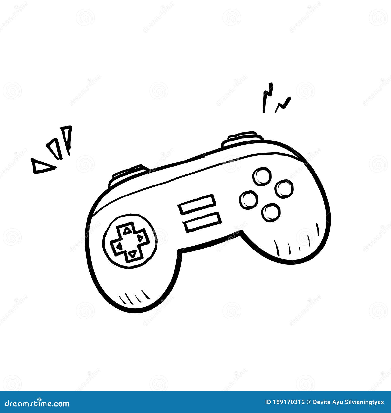 Hand Drawn Classic Game Controller. Joystick Doodle Stock Vector ...