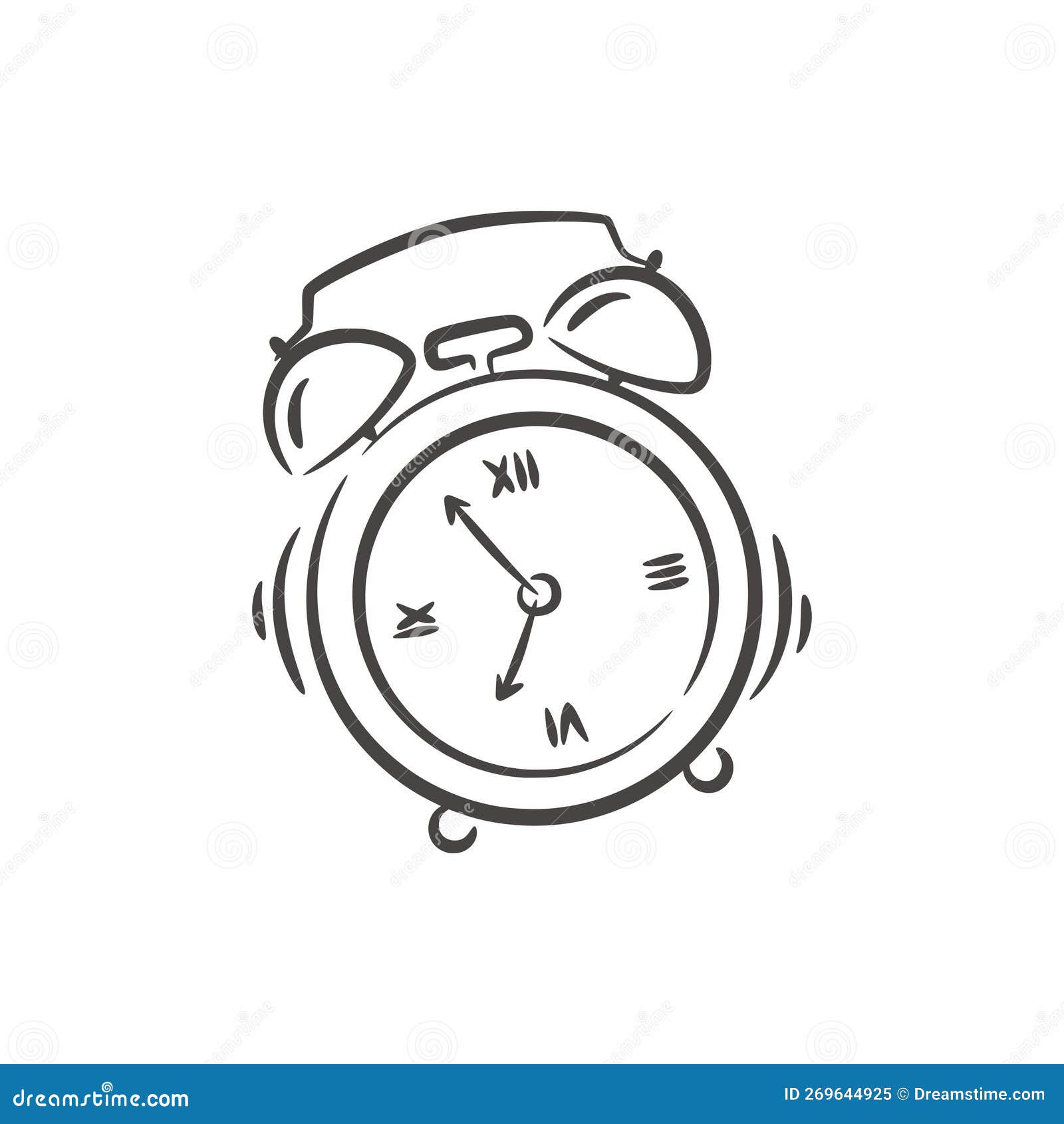 Hand Drawn Classic Ringing Alarm Clock Line Art Stock Vector ...