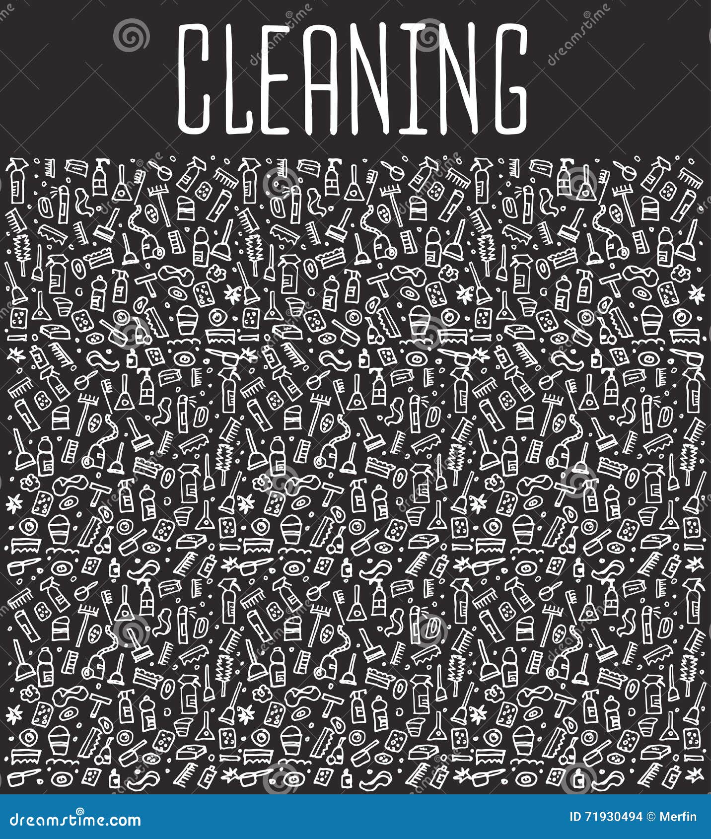 Hand Drawn Cleaning Tools Seamless Logo Stock Vector - Illustration of ...