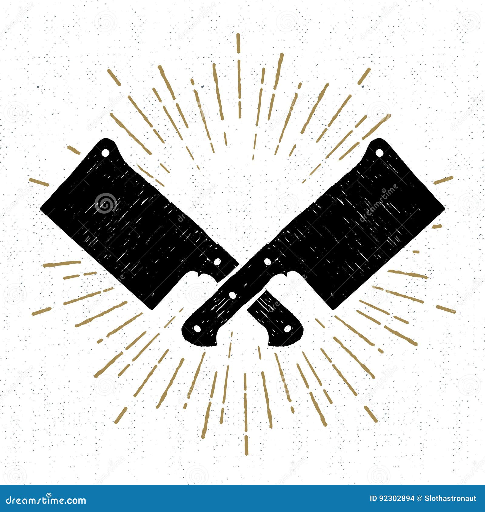 Hand Drawn Cleaver Knives Vector Illustration. Stock Vector ...