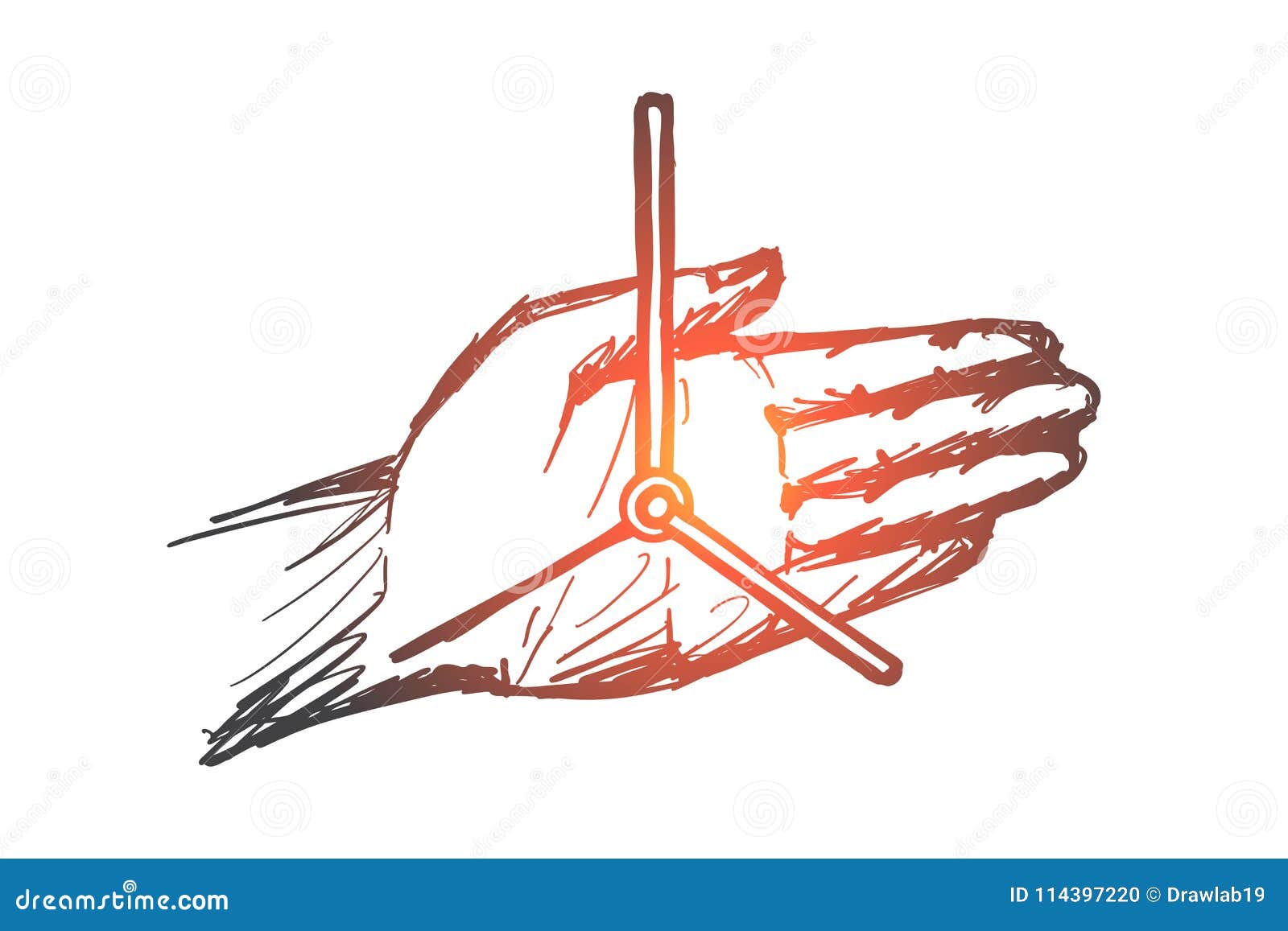Hand Drawn Clock Hands on Human Palm Stock Vector - Illustration of ...