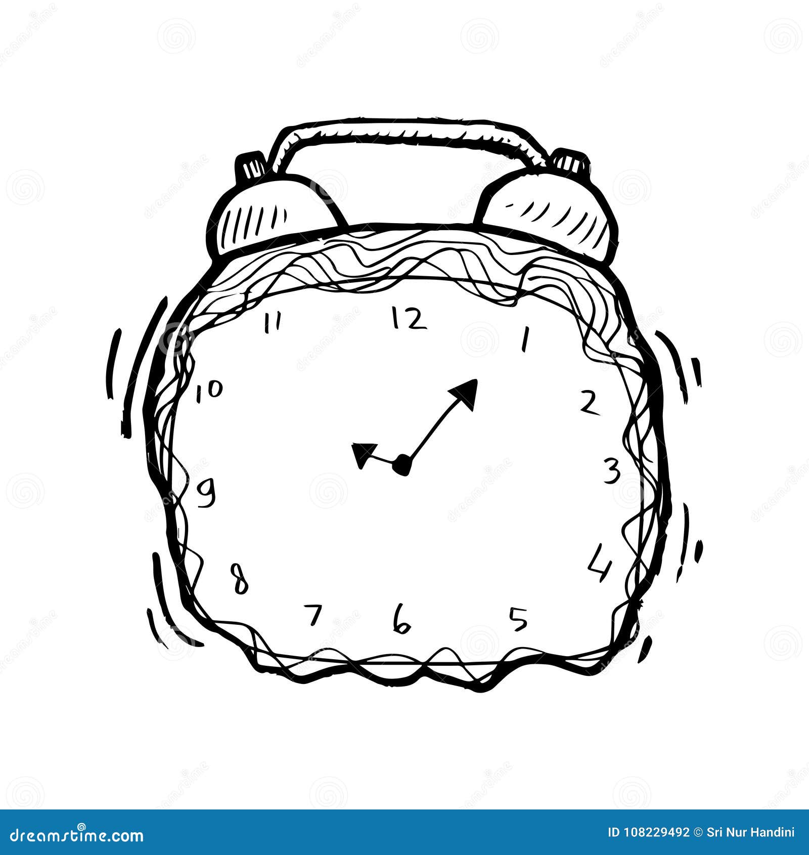 Hand drawn clock stock vector. Illustration of retro - 108229492