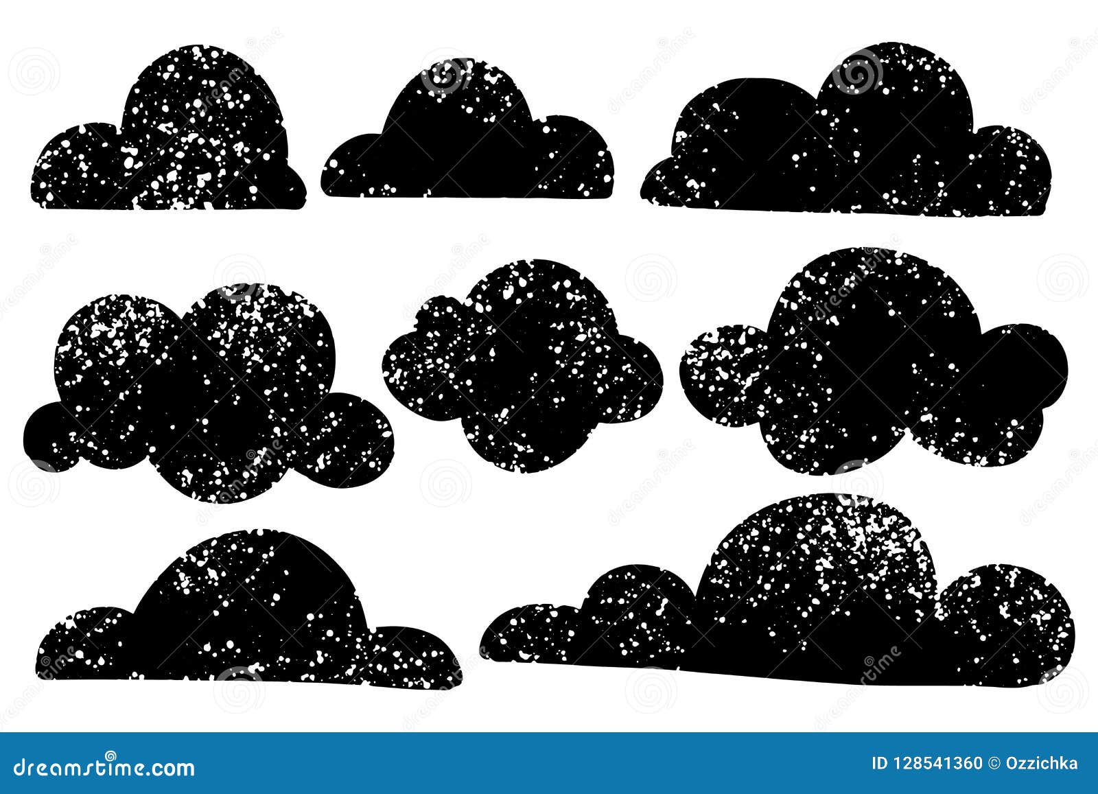 Hand Drawn Cloud Collection. Textured Simple Elements for Design. Set ...
